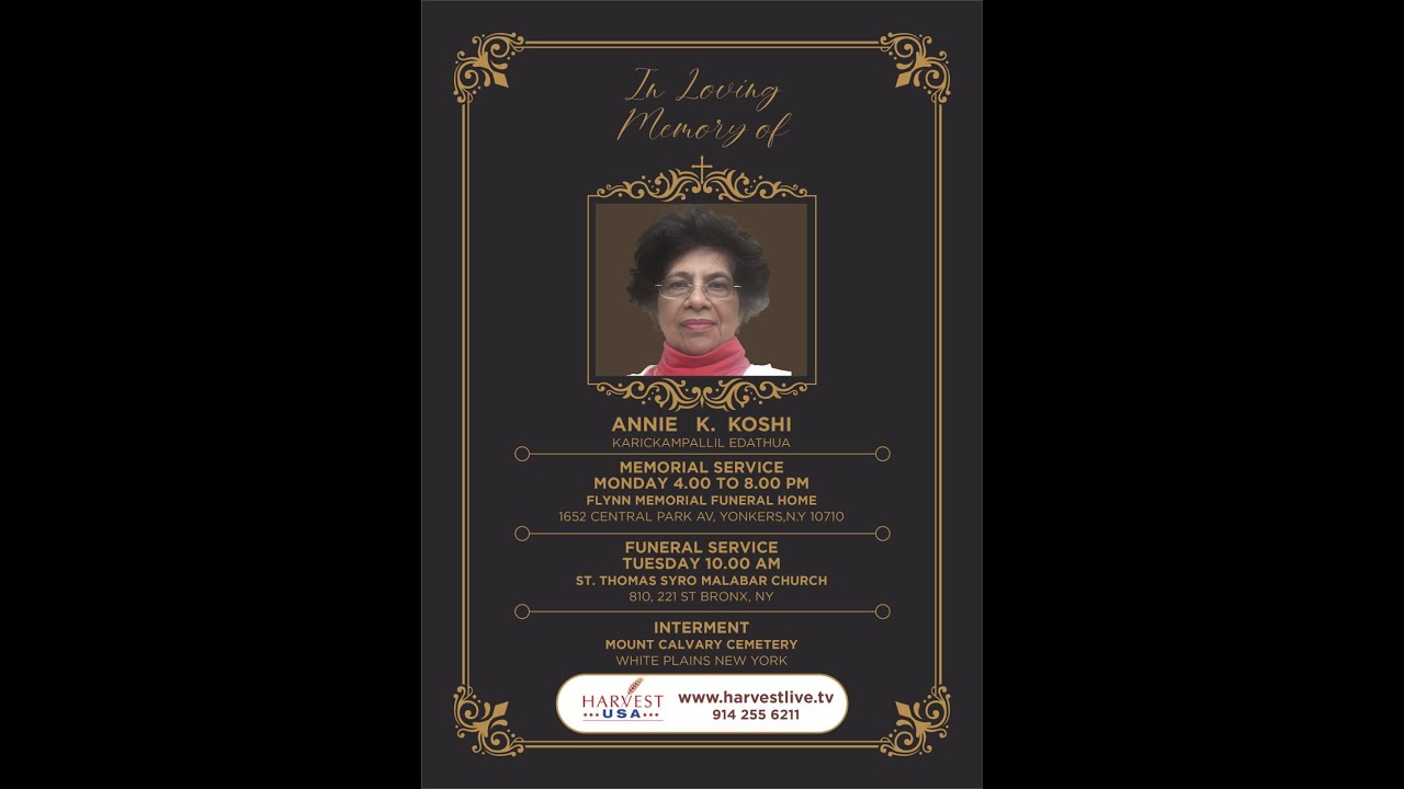 MEMORIAL SERVICE OF ANNIE K. KOSHI - YouTube