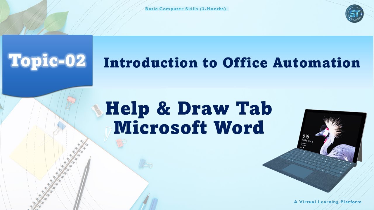 Microsoft Word -Topic ~ Help & Draw Tab -- by Skill Training - YouTube
