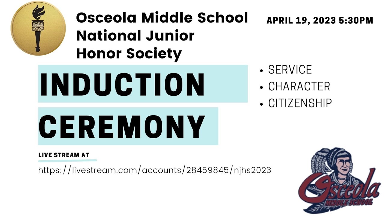 National Junior Honor Society Induction Osceola Middle School - YouTube