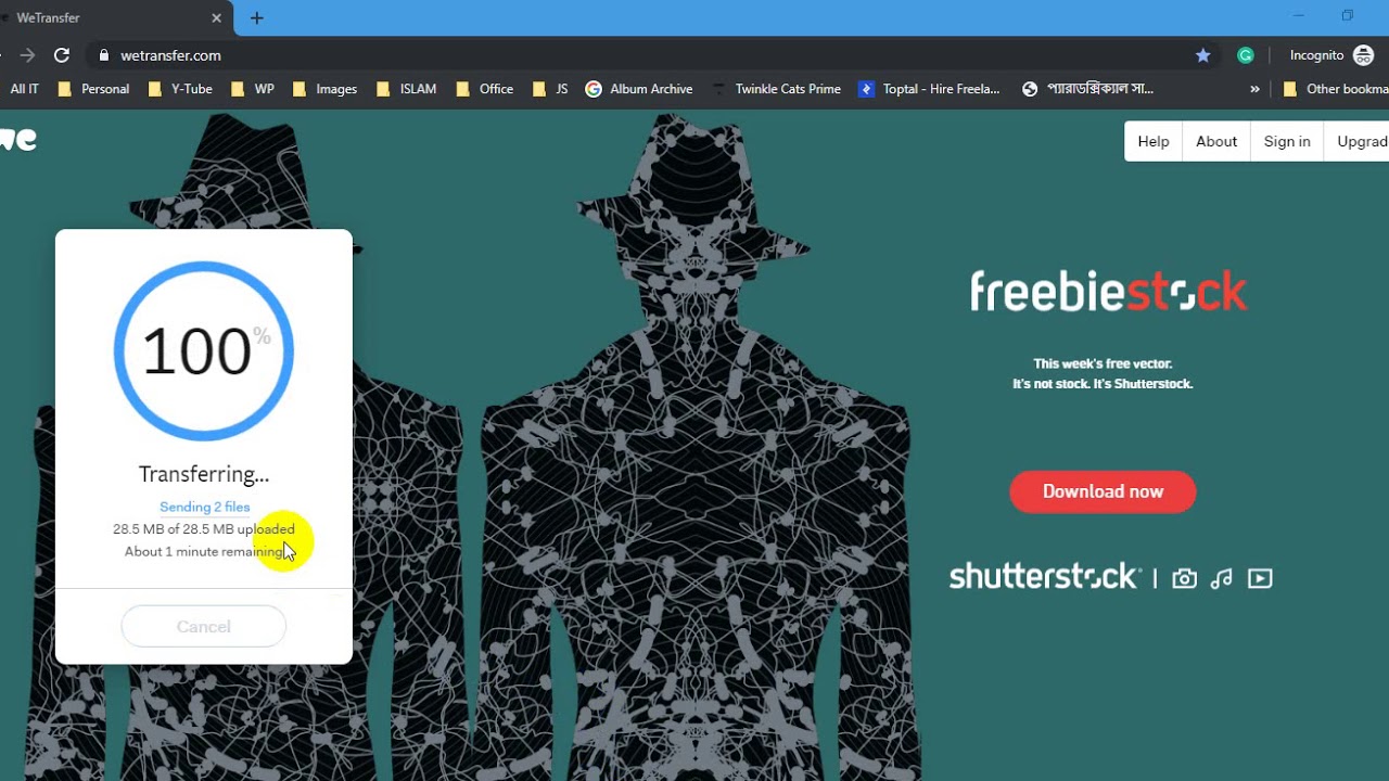 WeTransfer file uploading and get link without email - YouTube