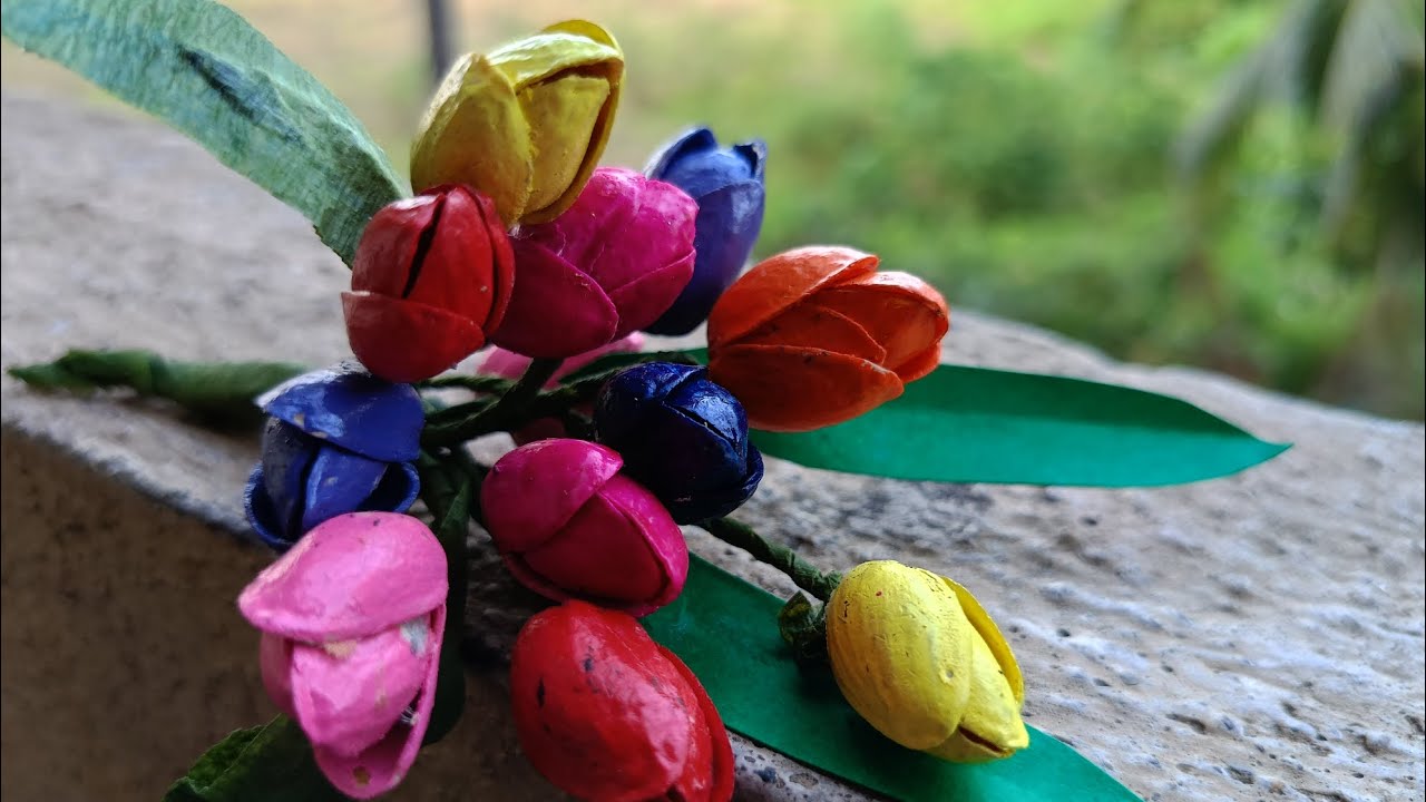 How to make Pista Shell Flowers 🌷| Simple and Beautiful | DIY Home 🏡 ...