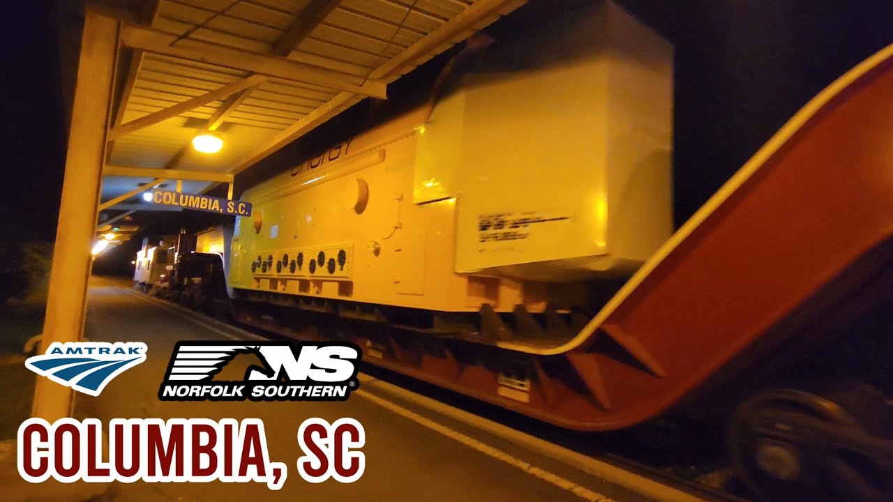 20-Axle Depressed Flat Car With Caboose & Amtrak - Columbia, SC - YouTube