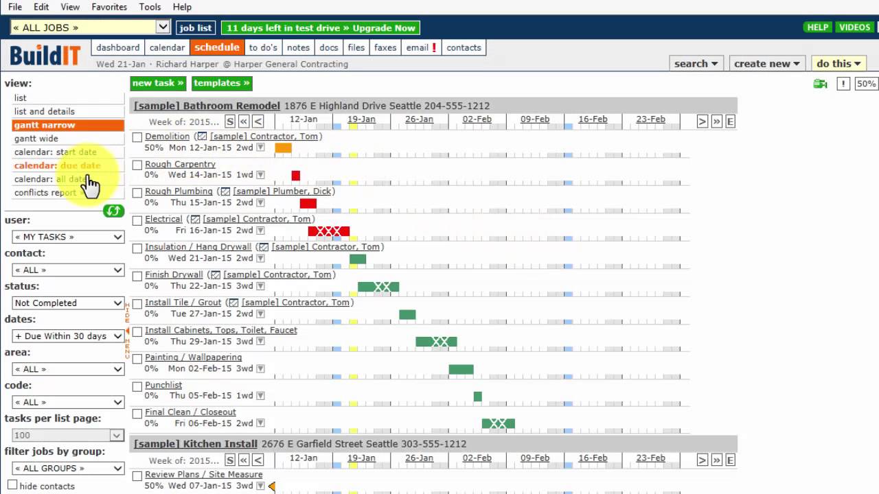 1.5 Preloaded sample information in BuildIT construction scheduling ...