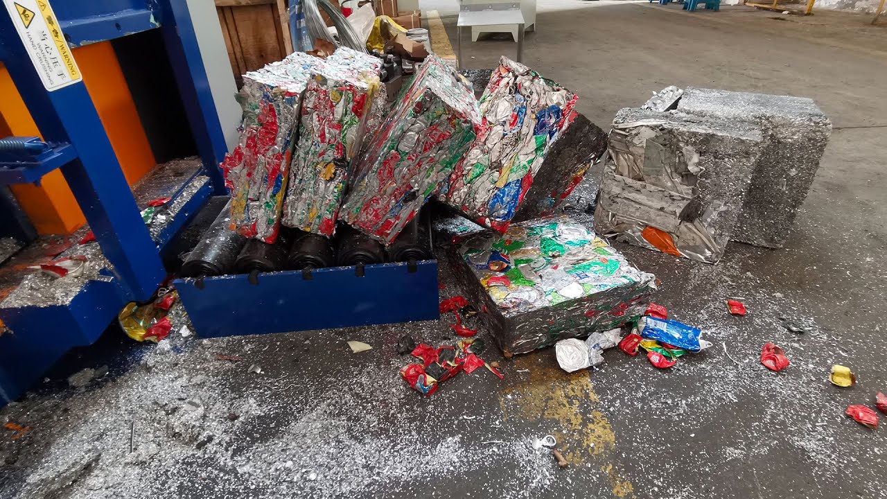 Aluminium Tins Compress Baler - YouTube