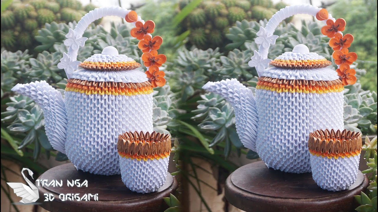 3d origami tea set tutorial P1 | Tutorial de juego de té de origami 3d ...