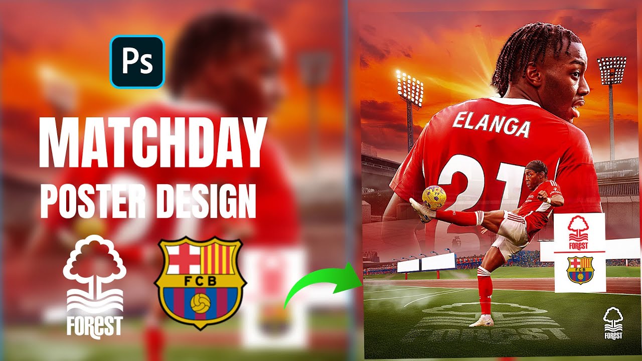Photoshop tutorial matchday poster nottingham forest - YouTube