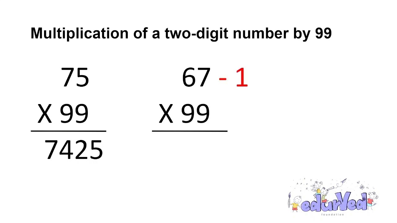 Multiplication by a two-digit number by 99 | Vedic Mathematics by Sujay ...