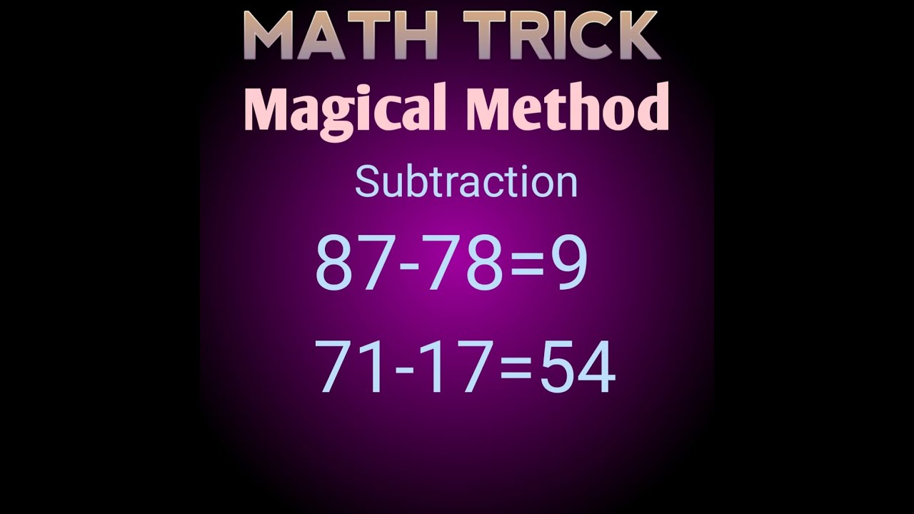 Subtraction Trick.Magical trick New method subtrican - YouTube