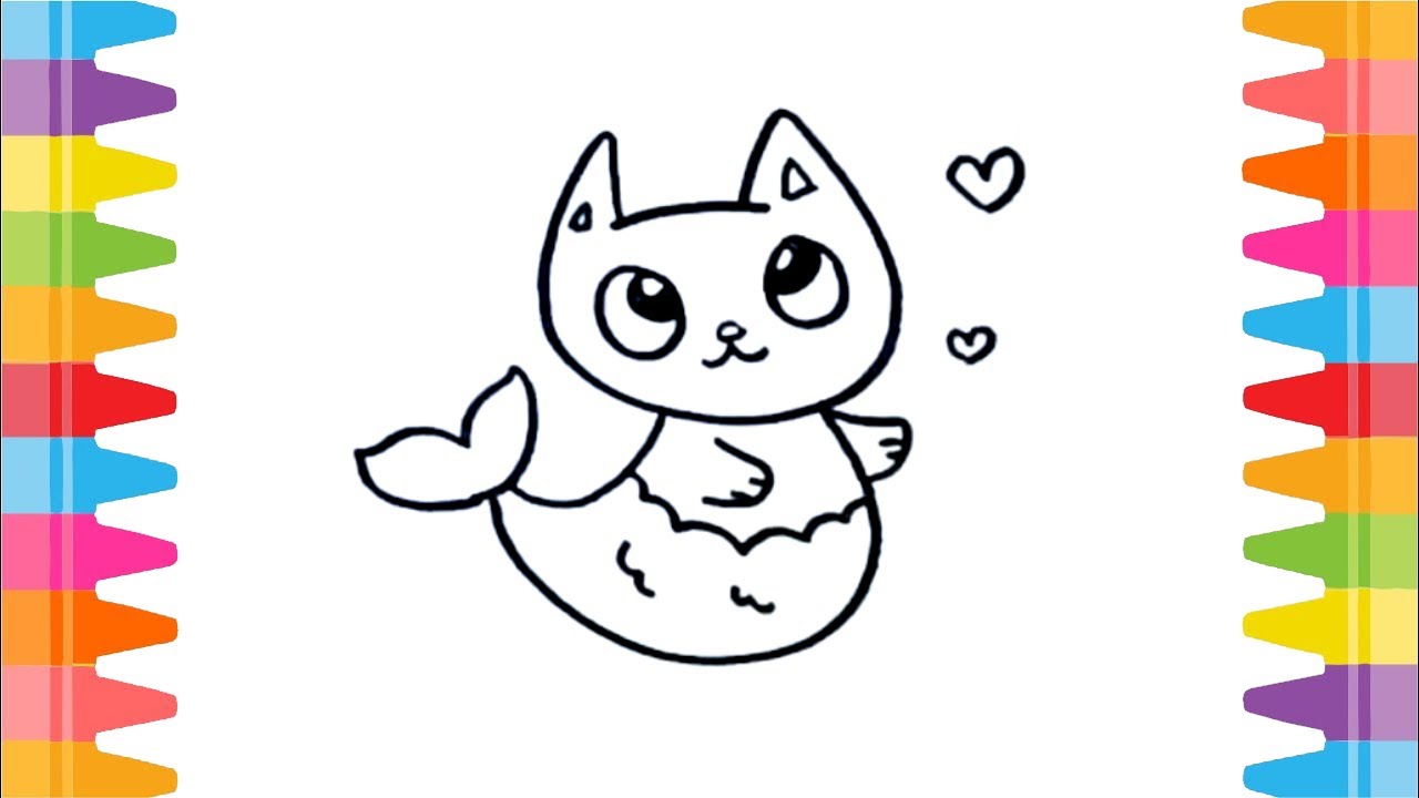 How to Draw Mermaid Cat Step by Step - YouTube