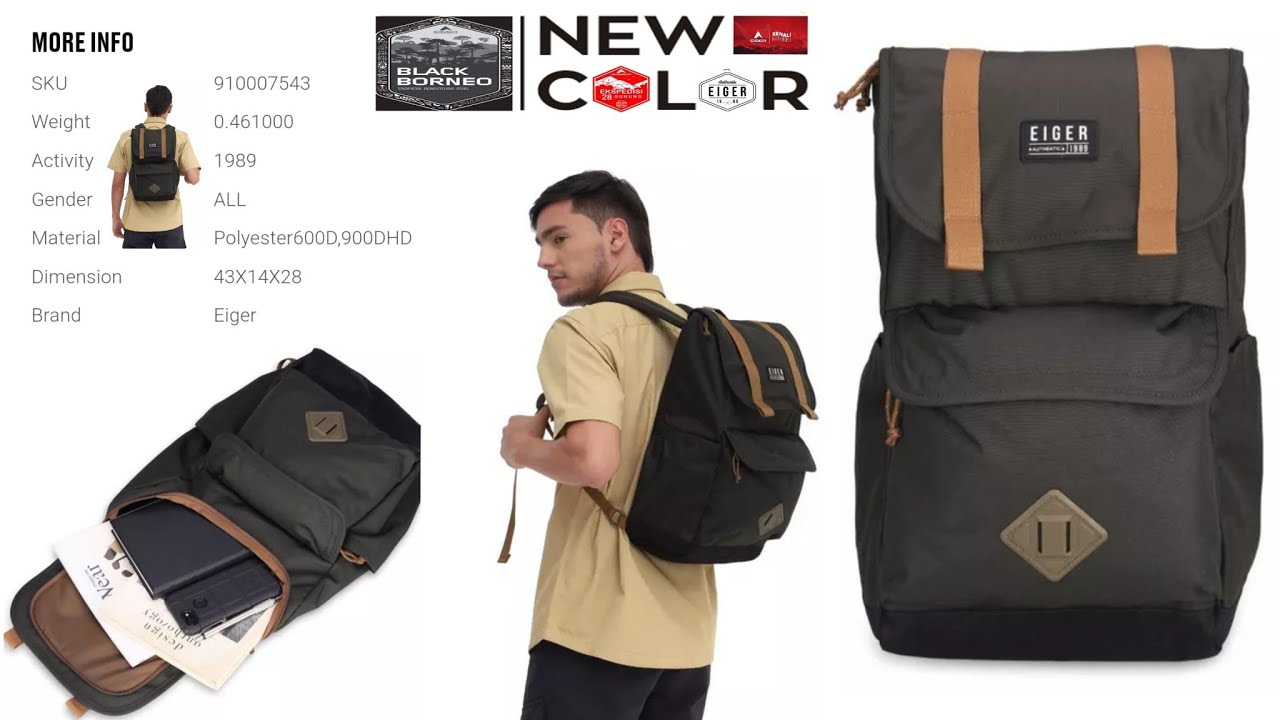 NEW EIGER STARTER DAYPACK 21L 1989 OLIVE || 910007543 || TAS EIGER ...