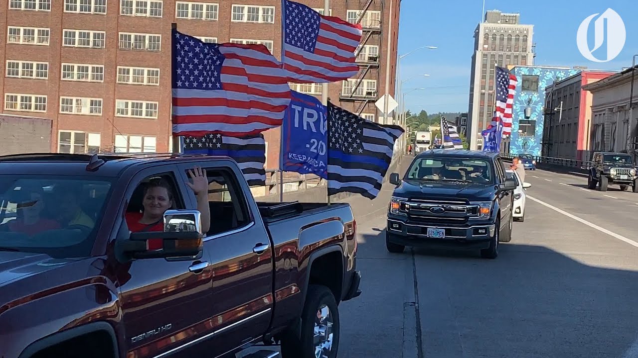 Massive pro-Trump car caravan arrives in Portland after Clackamas mall ...