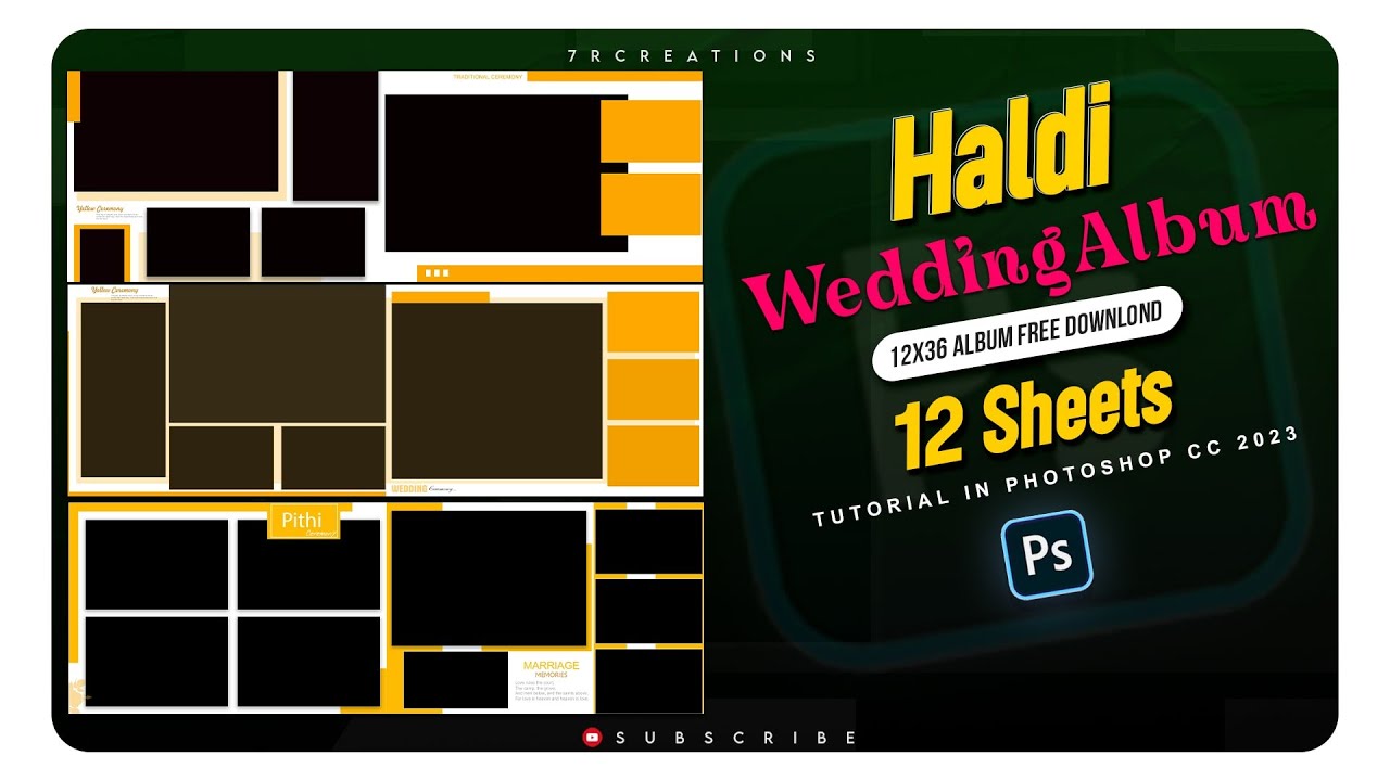 2023 New Haldi Creative Album Design PSD 12x36 Free Download | Wedding ...