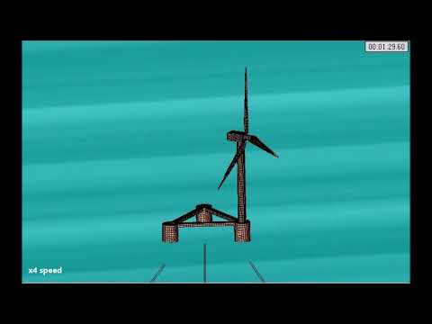 Semi-sub Floating Wind Turbine Ansys Aqwa hydrodynamic model - YouTube
