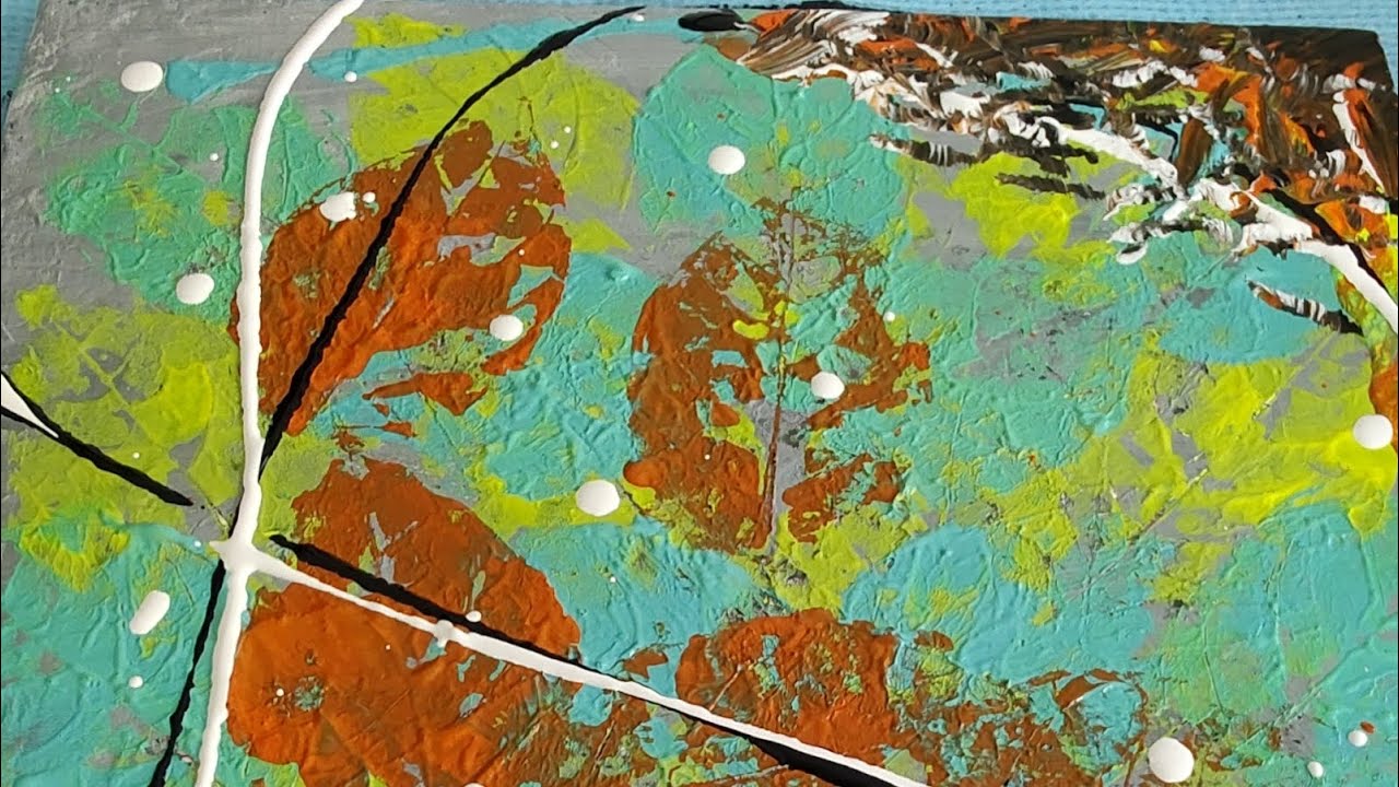 easy abstract painting ideas with 🌿 leaf#simpoe abstract art for ...