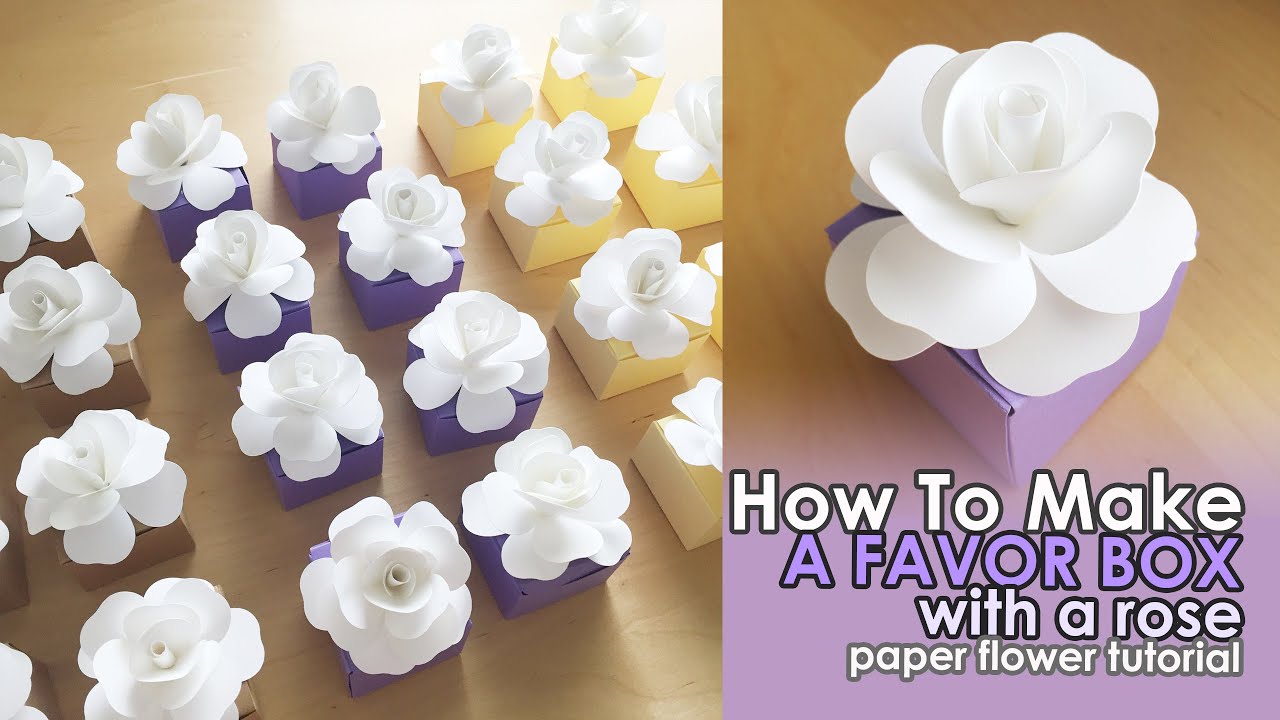 DIY Gift Box with Paper Flower Rose | Favor Box DIY | Wedding Favors ...