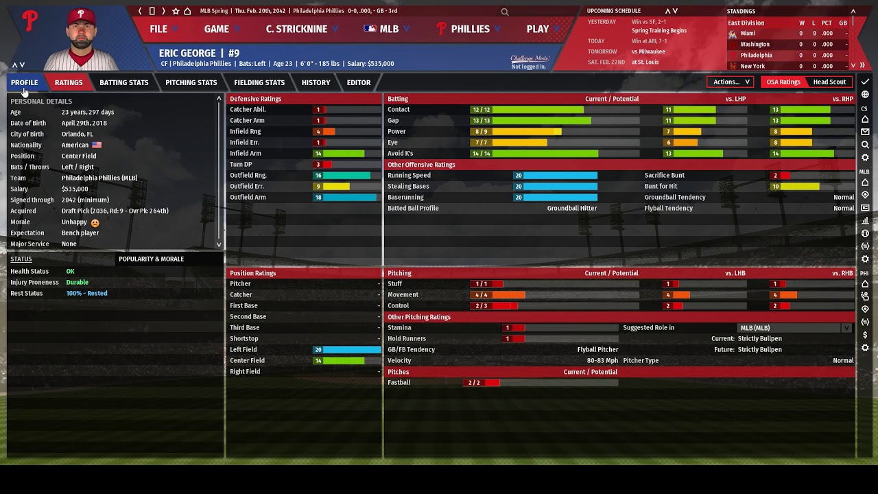 OOTP 20 Phillies Episode 28 Spring Training 2042 - YouTube