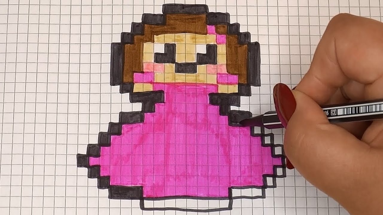 DIY Handmade Drawing Pixel Art | How to draw a cute Princess | Girl ...