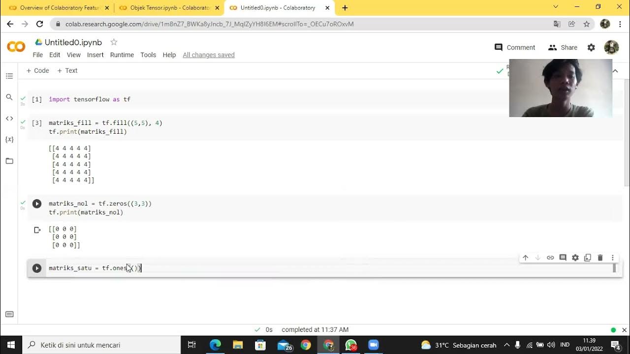 Pengenalan Tensorflow Dan Membuat Matriks Tensor Youtube