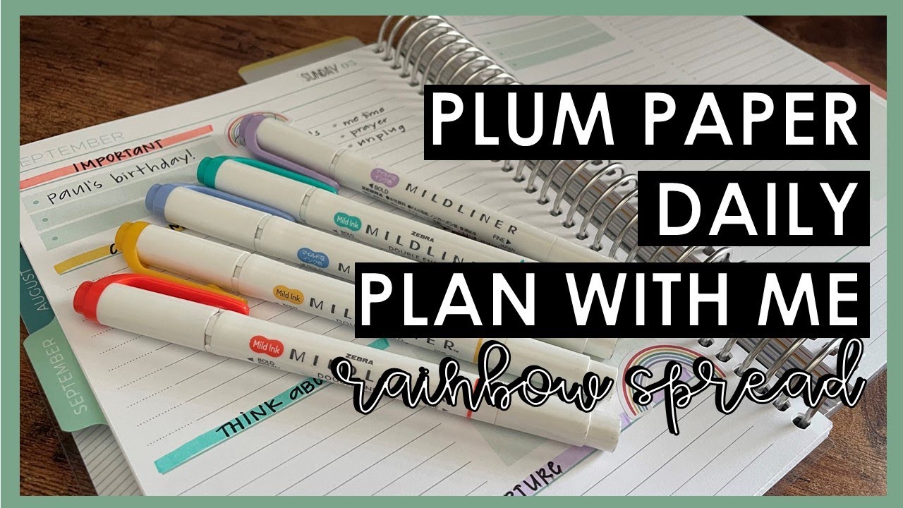 Plum Paper Daily Plan With Me | Rainbow Spread - YouTube