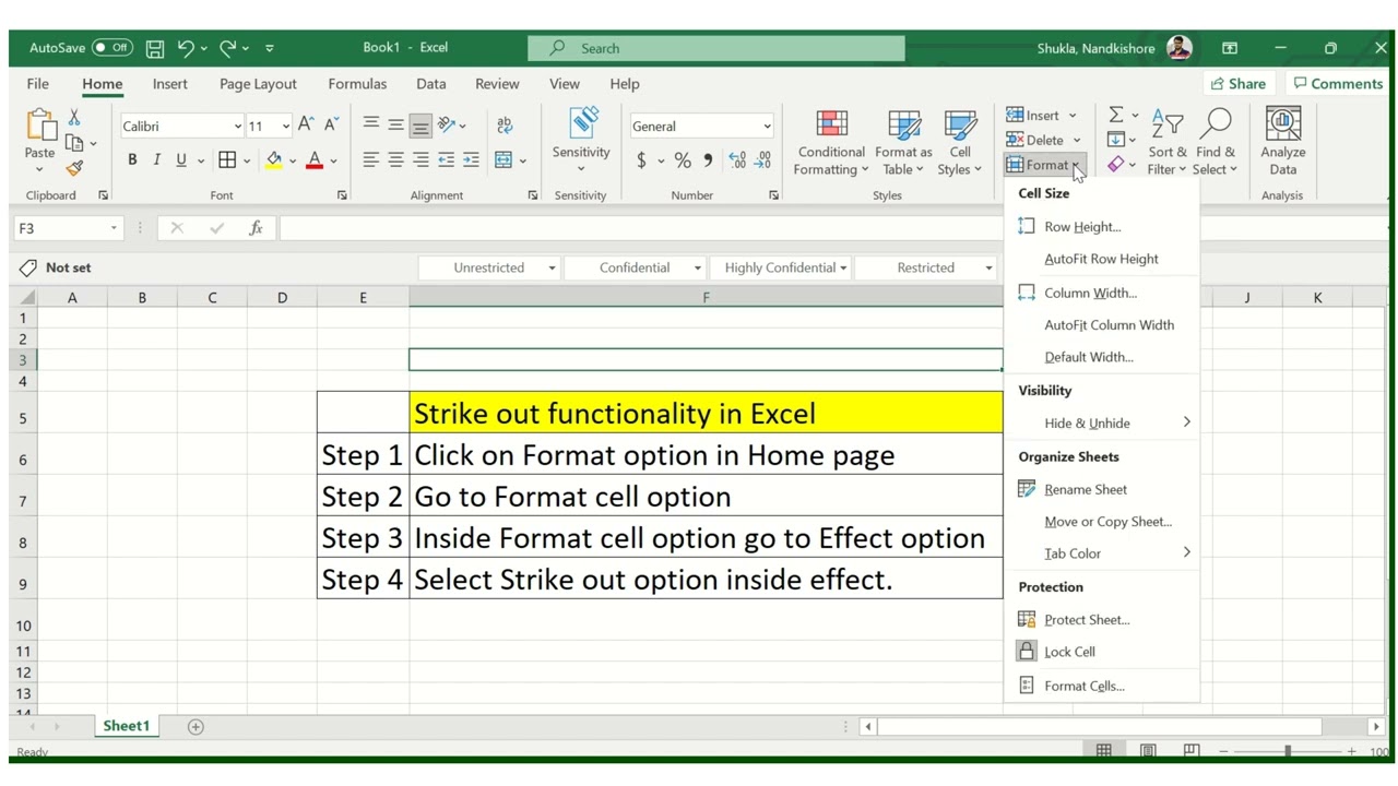 Excel Strikeout Feature YouTube Excel Strikeout Feature YouTube