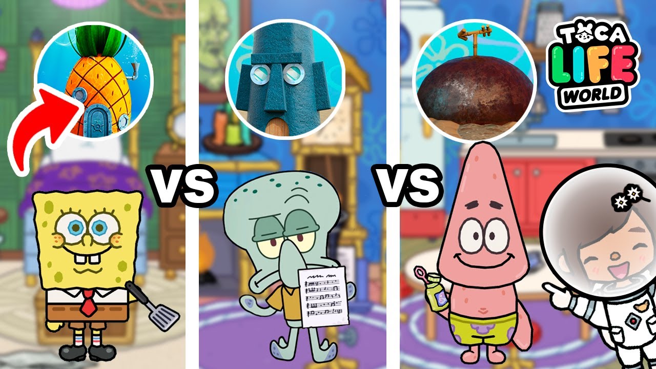 LA CASA DE BOB ESPONJA vs LA DE CALAMARDO vs LA DE PATRICIO ¿Cuál es la ...