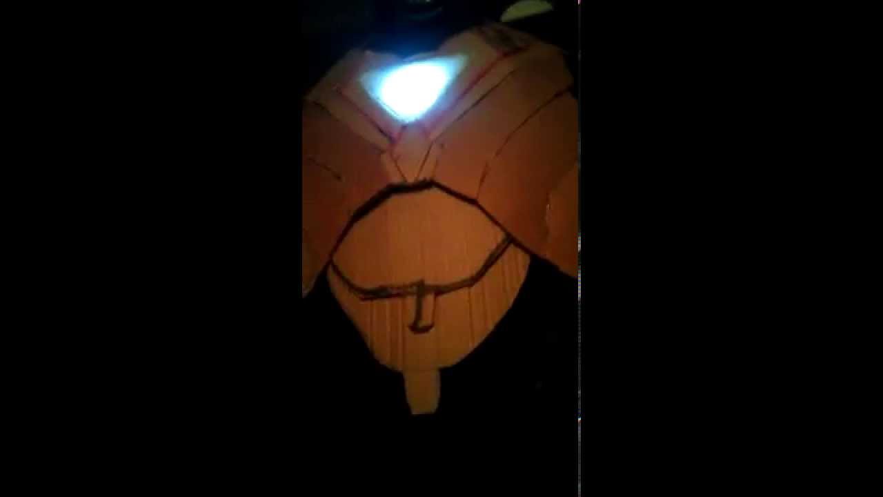 Custom iron man cardboard chest plate with light - YouTube