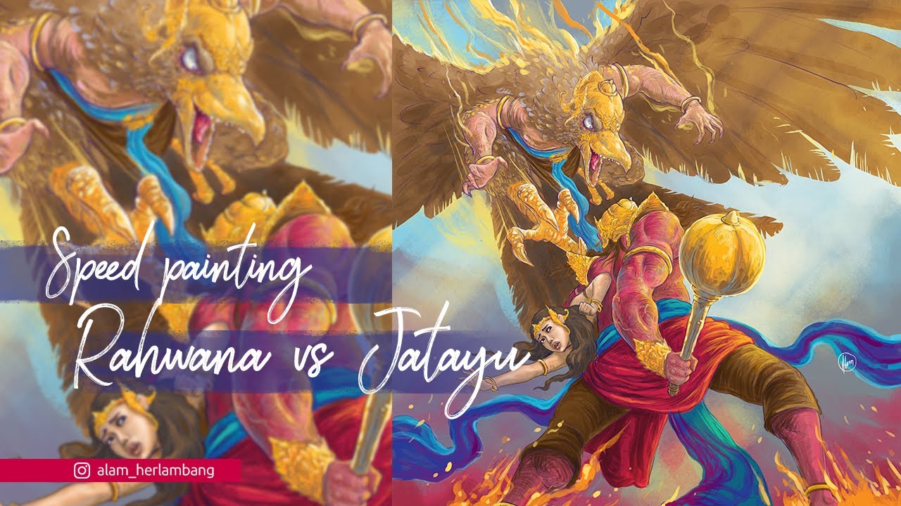 Rahwana vs Jatayu | speed digital painting - YouTube