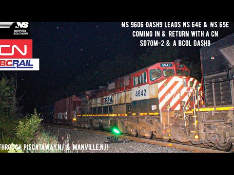 NS 9606 Dash9 Leads NS 64E & NS 65E with A CN SD70M-2 & BCOL dash9 Coming In & Return & Small ...