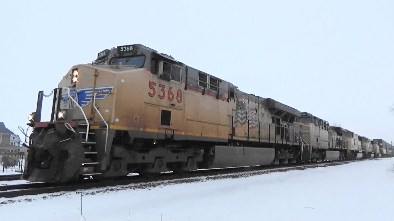 UP 5368- Five Engines Lead Z-Train, Grand Mound, IA - YouTube