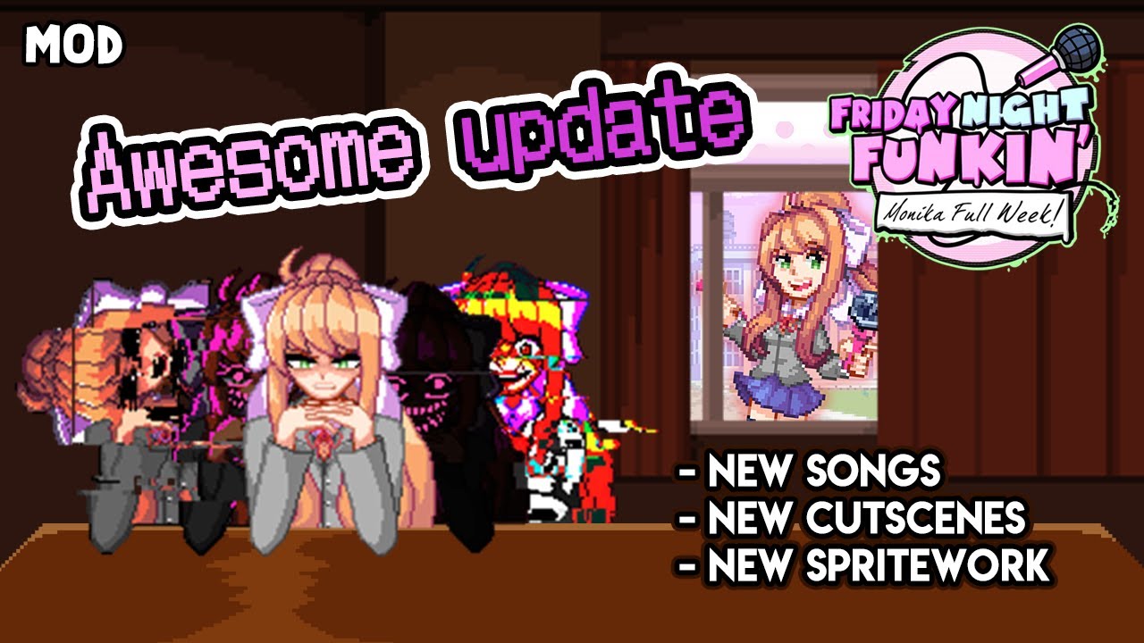 [Awesome update] Monika FULL WEEK. New Songs, Cutscenes, Spritework ...
