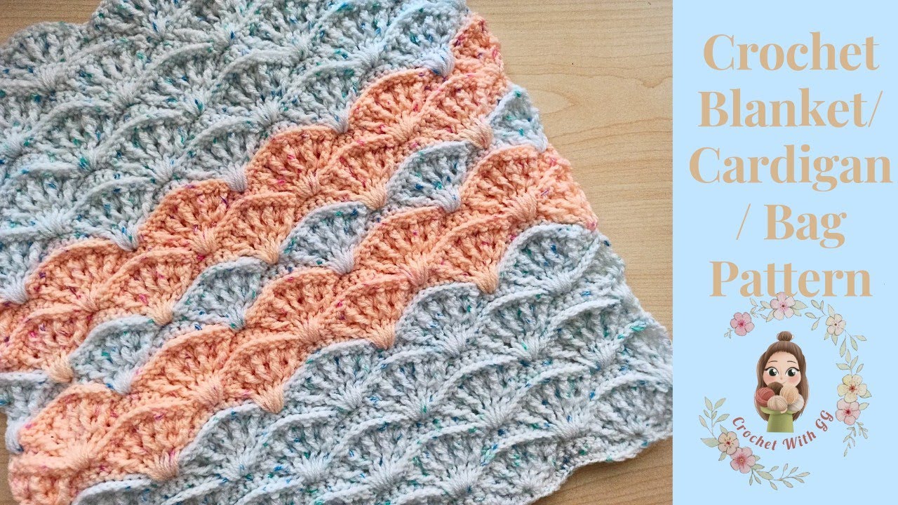 Crochet Blanket/Cardigan/Bag Pattern - Crochet Shell Stitch Pattern ...