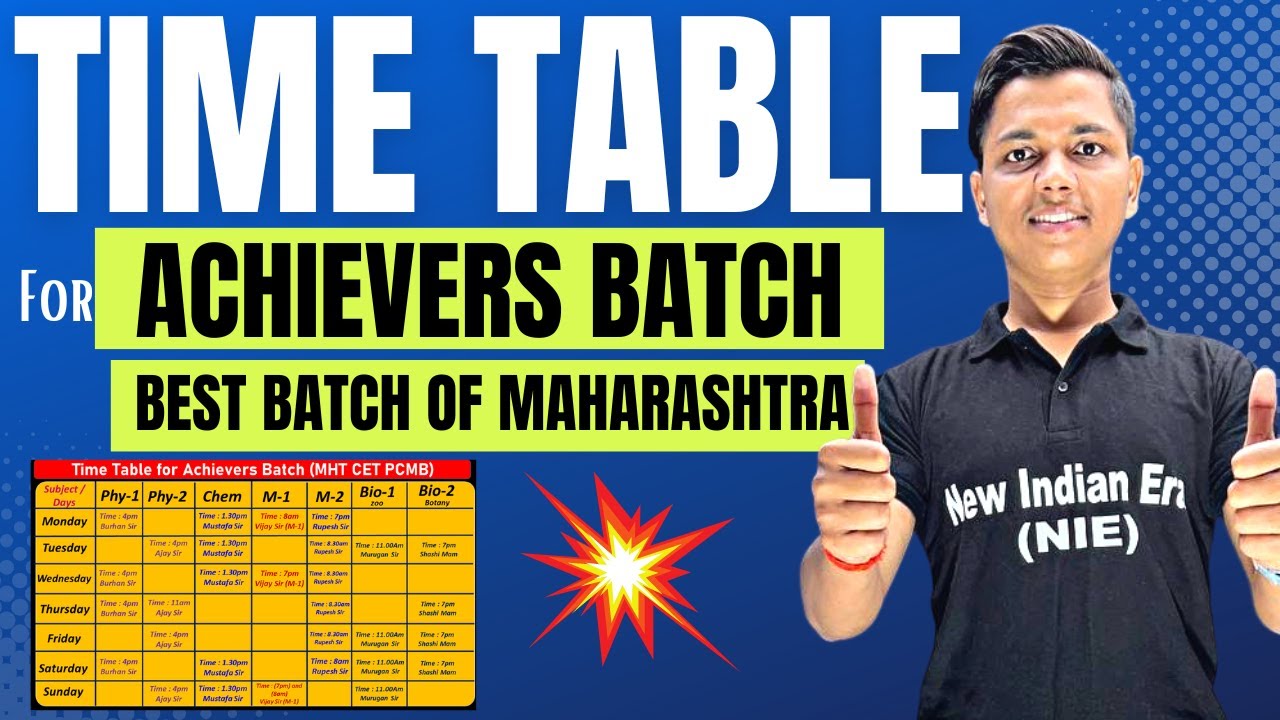[OFFICIAL TIME TABLE] for Achievers Batch by #newindianera - YouTube