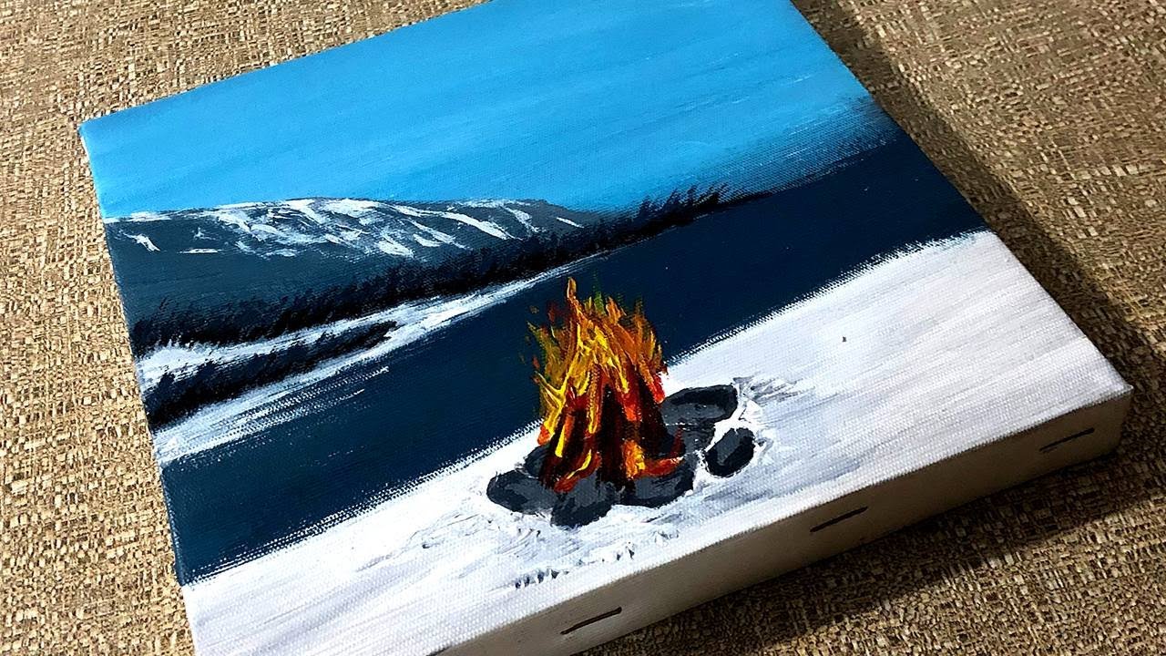 acrylic painting snow fire landscape 🔥/acrylic painting tutorial step ...
