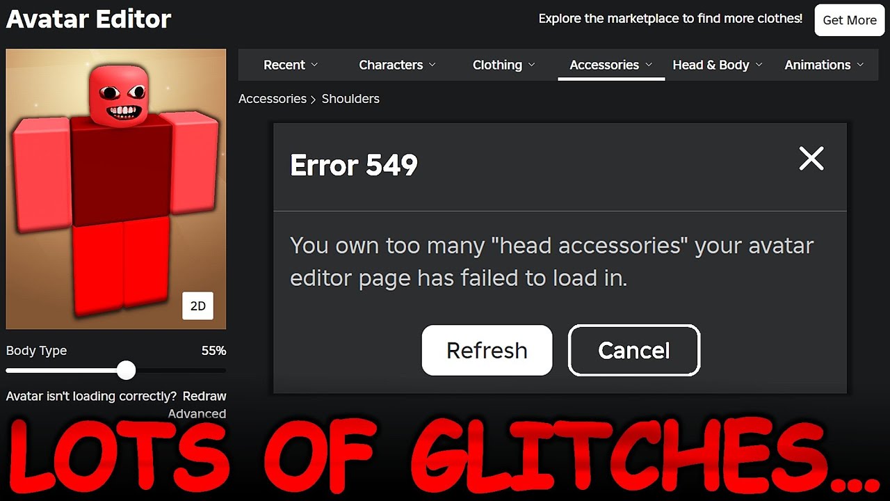 Owning too many accessories, now breaks your account... (ROBLOX) - YouTube