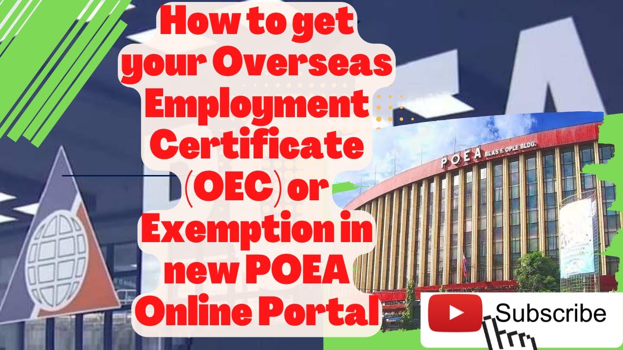 HOW TO GET OEC/EXEMPTION O BALIK MANGGAGAWA IN THE NEW POEA ONLINE ...