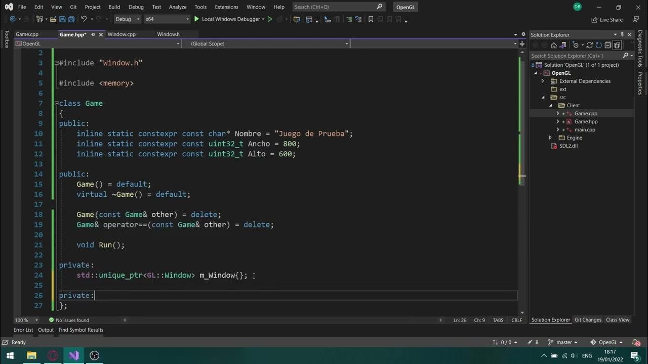 Creando un juego con OpenGL / C++ desde 0 | Parte 3: Clase Juego - YouTube