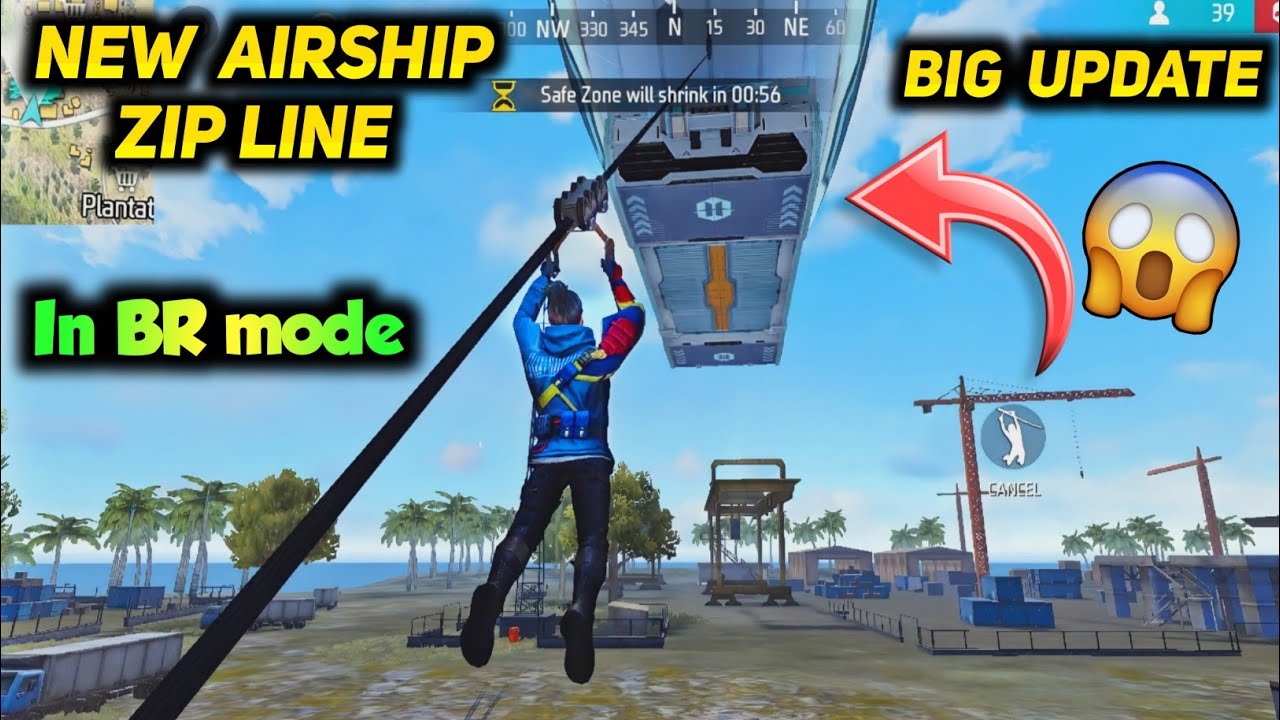 New Airship Zip Line in BR Mode | Free Fire New Update Zipline Airship ...
