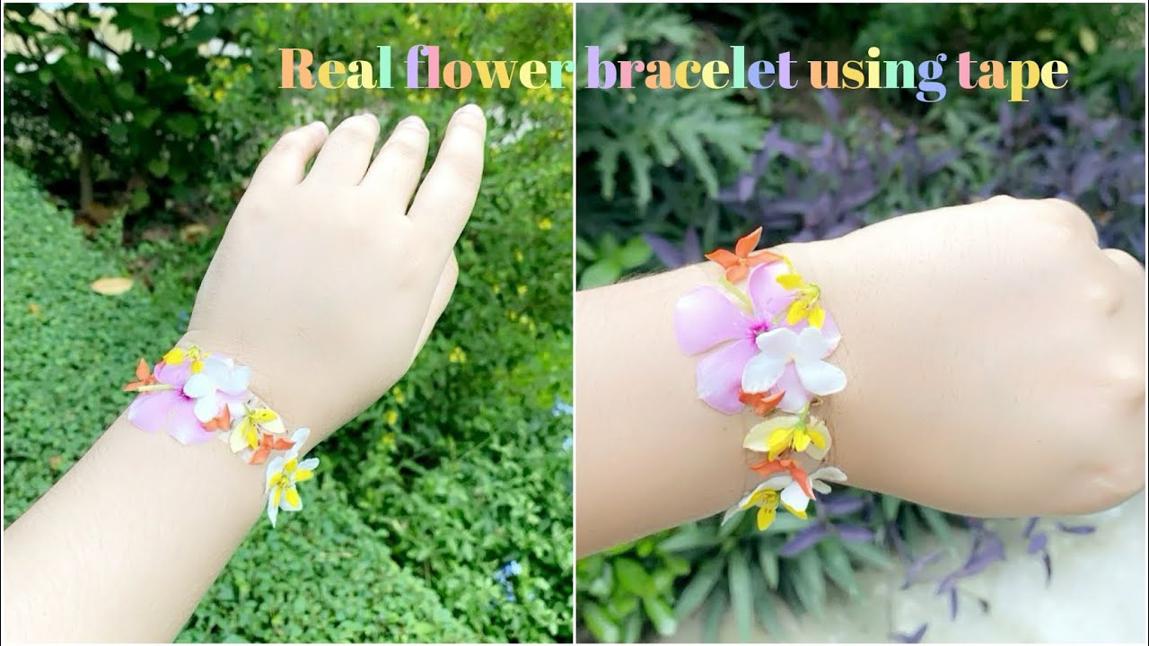 DIY flower bracelet ||making flower bracelet using tape - YouTube