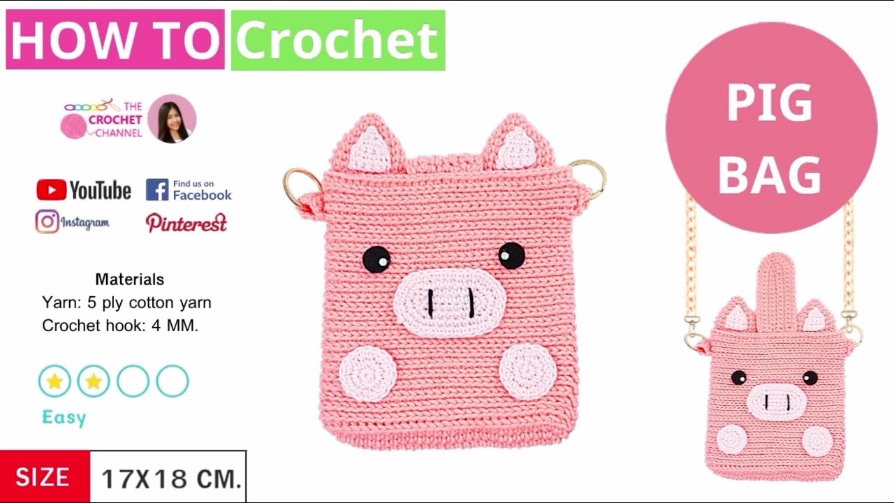 How To Crochet A Pig Bag 🐽🐷 | Kids Bag Crochet | DIY Phone Bag ...
