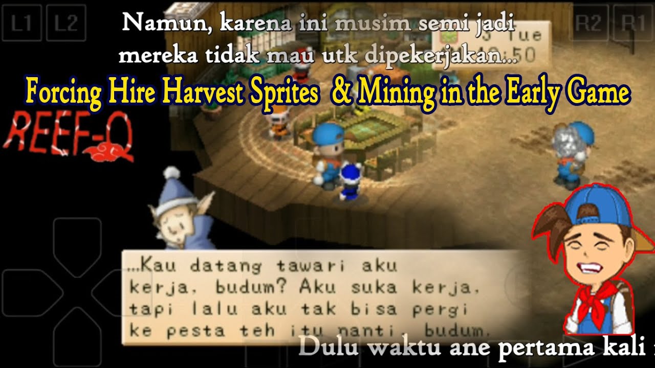 Harvest Moon Back To Nature Gameplay Mempekerjakan Kurcaci dan Menambang - YouTube
