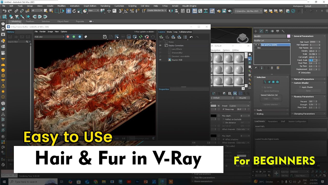 How to use Hair & Fur with VRAY Render? Create Carpet using Hair & Fur ...