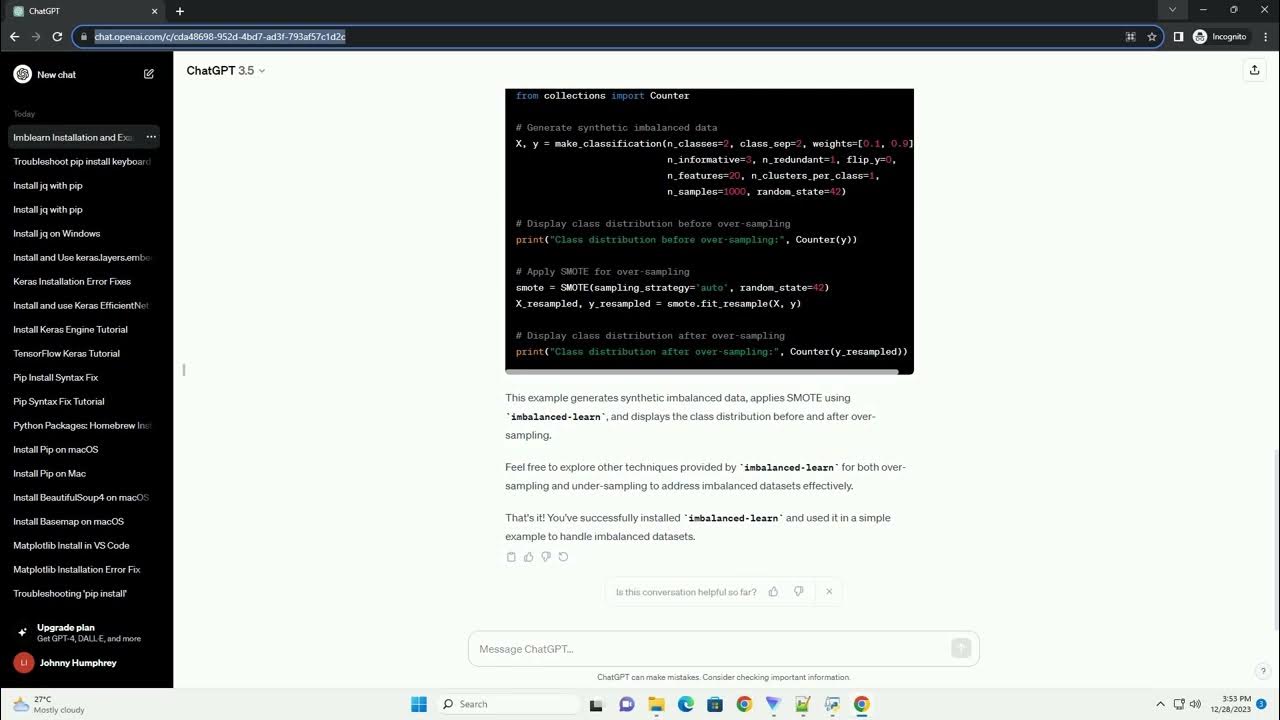 how to pip install imblearn - YouTube