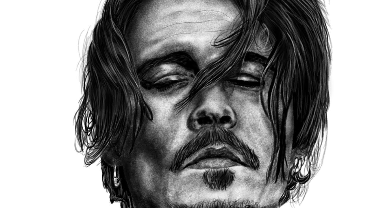 Johnny Depp .. Timelapse Realistic Digital portrait Drawing - YouTube