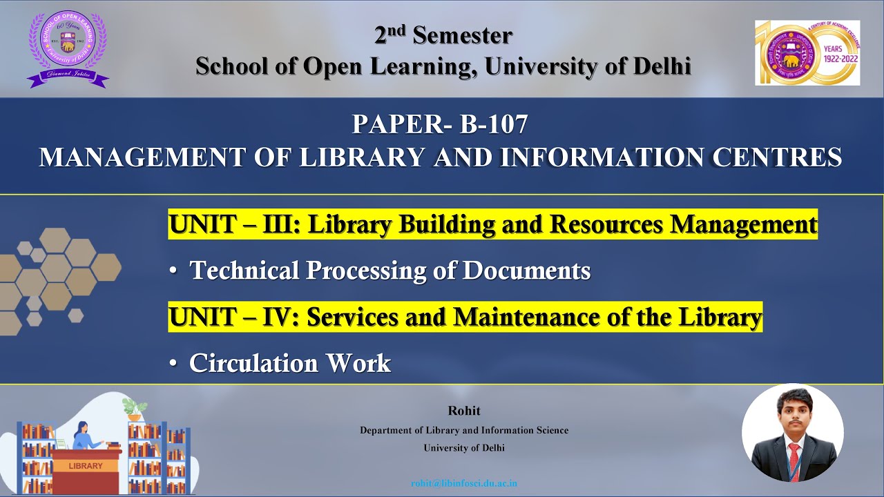B-107-Technical Processing of Documents & Circulation Work By Mr. Rohit - YouTube