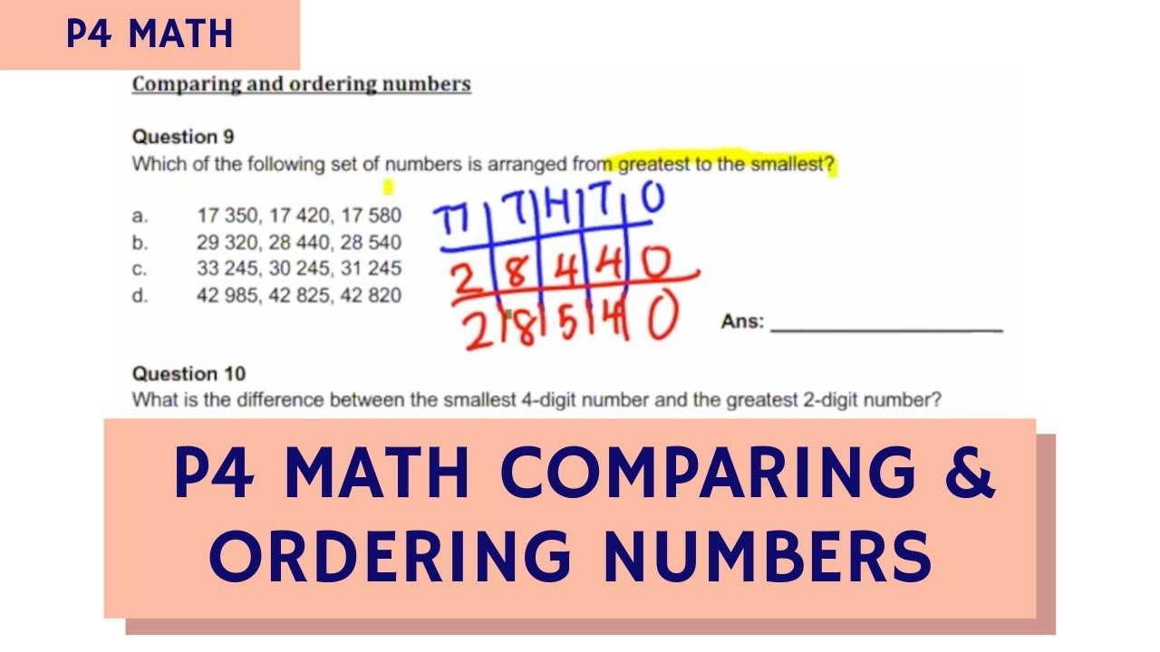 Difficult P4 Math Comparing & Ordering Numbers Questions (TTA P4 Math ...