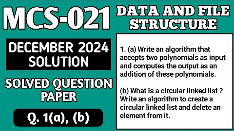 MCS 021 Dec 2024 Solution | MCS021 Solved Question Paper | MCS21 Important Questions - YouTube