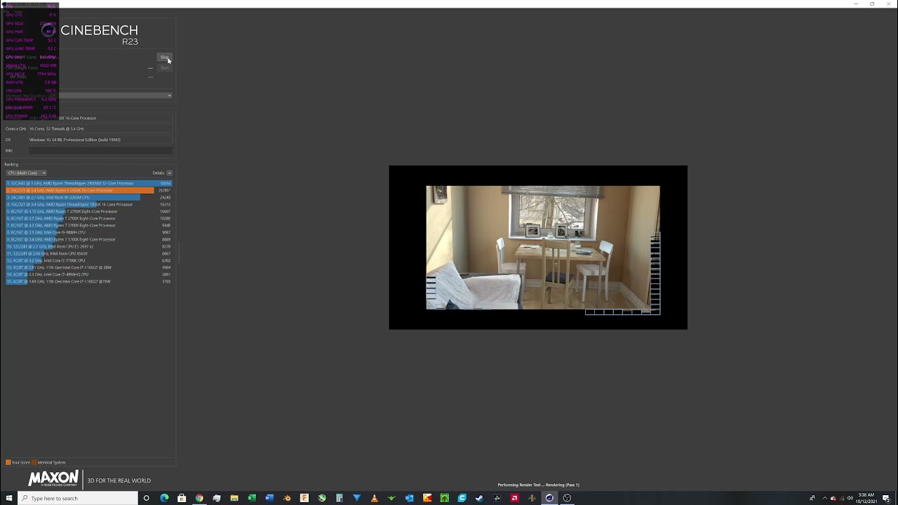 Ryzen 9 5950x Cinebench R23 air cooled - YouTube