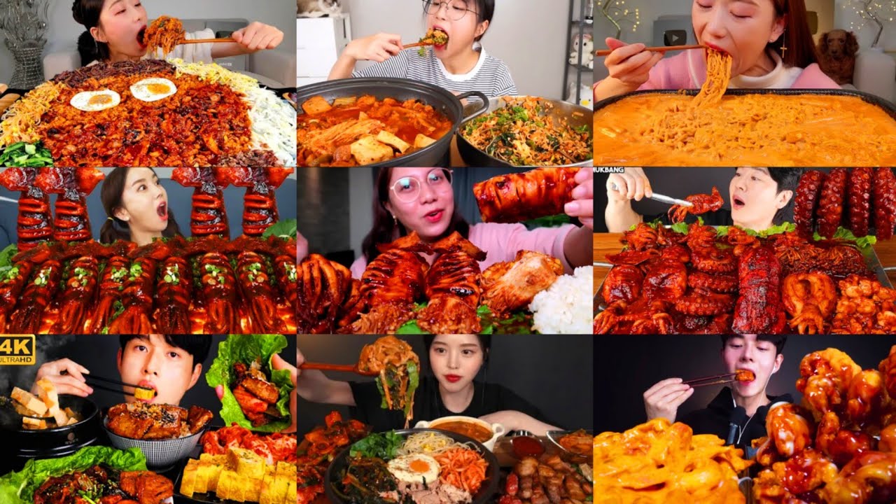 BEST COMBO KOREAN FOOD MUKBANG COMPILATION * SPICY KOREAN FOOD EATING ...