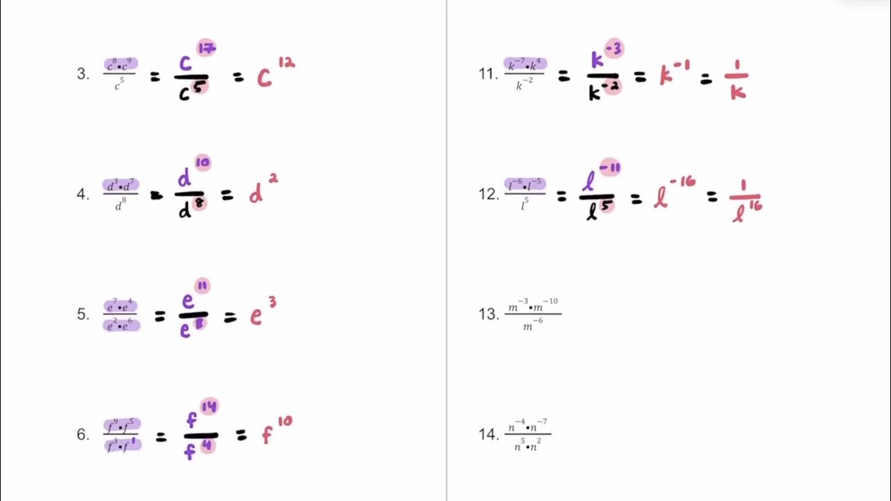 How to Simplify Exponent Expressions using the Product Property & Quotient Property - YouTube