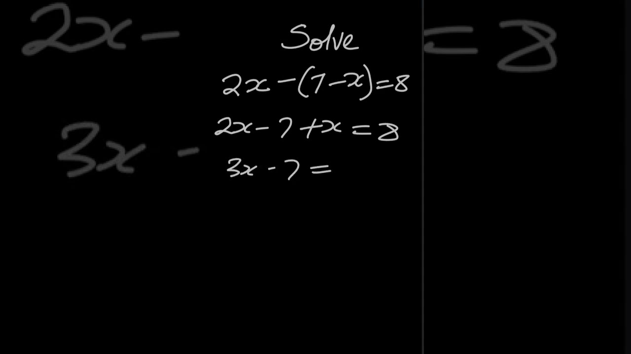 Linear Equation Solve 2x 7 X 8 YouTube Linear Equation Solve 2x 7 X 8 YouTube